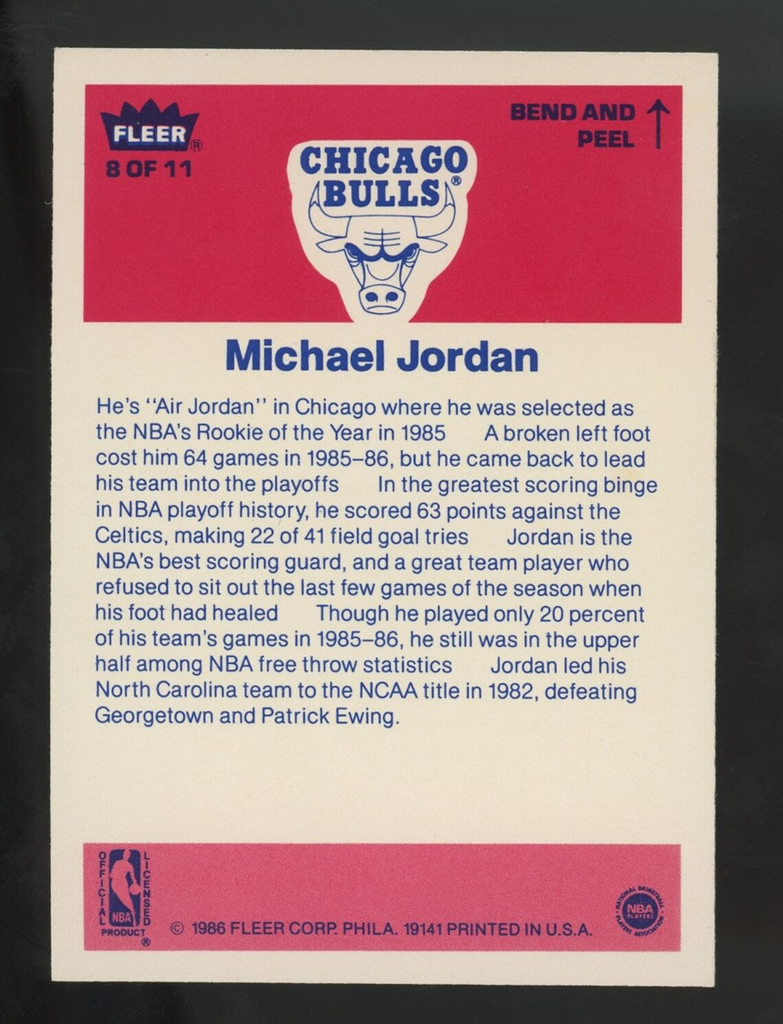 1986 Fleer Basketball MICHAEL JORDAN 57 & STICKER 8 very Sharp - Etsy