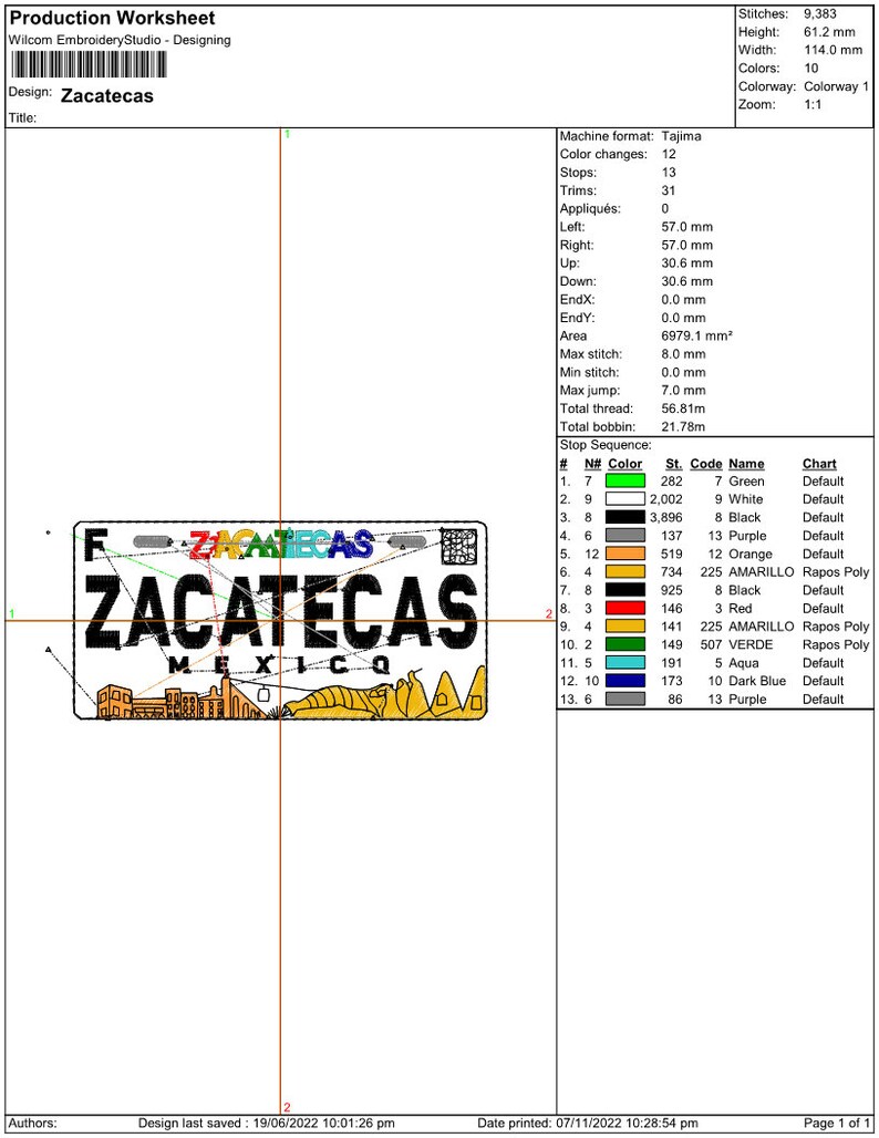 Zacatecas Car Mexican License Driving Plate Mexico Placa Embroidery ...