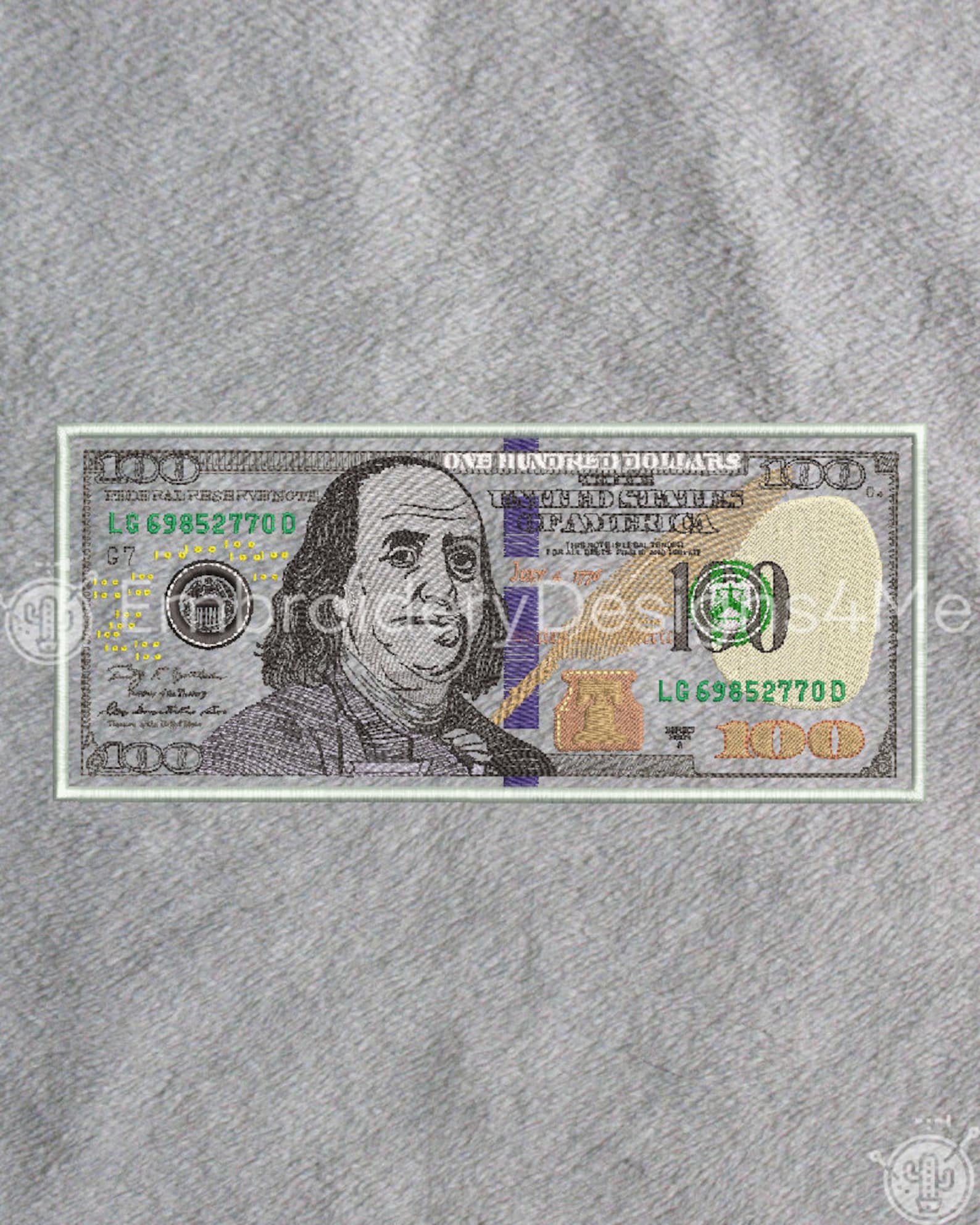 100 Dollar Bill Money Benjamin Franklin Embroidery Design - Etsy