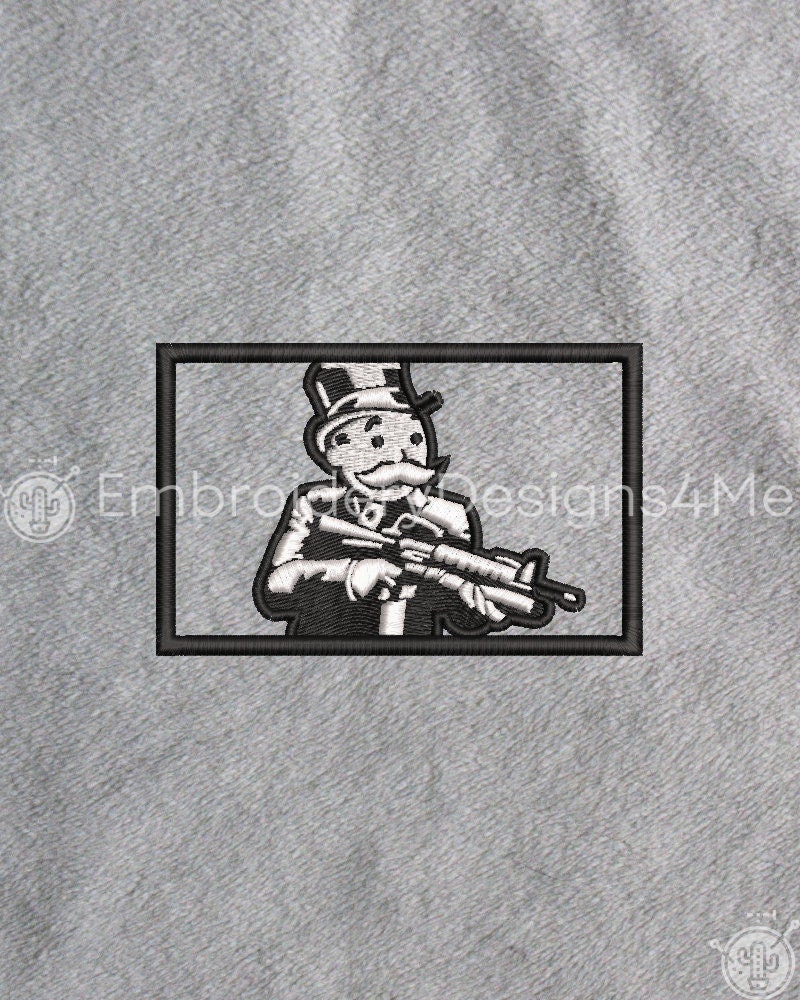 Mr Monopoly Man Scarface Gun Shooting Embroidery Design - Etsy