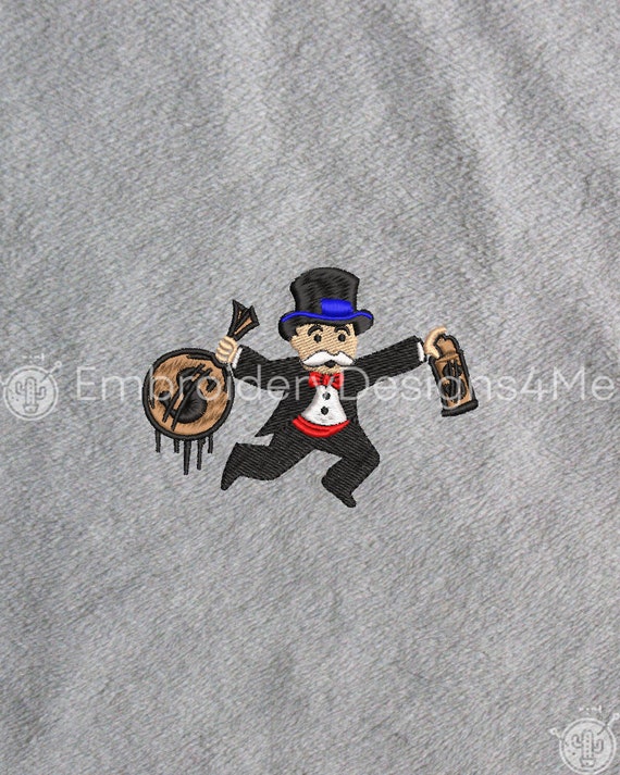 Mr Monopoly Man Spray Graffiti Money Embroidery Design - Etsy