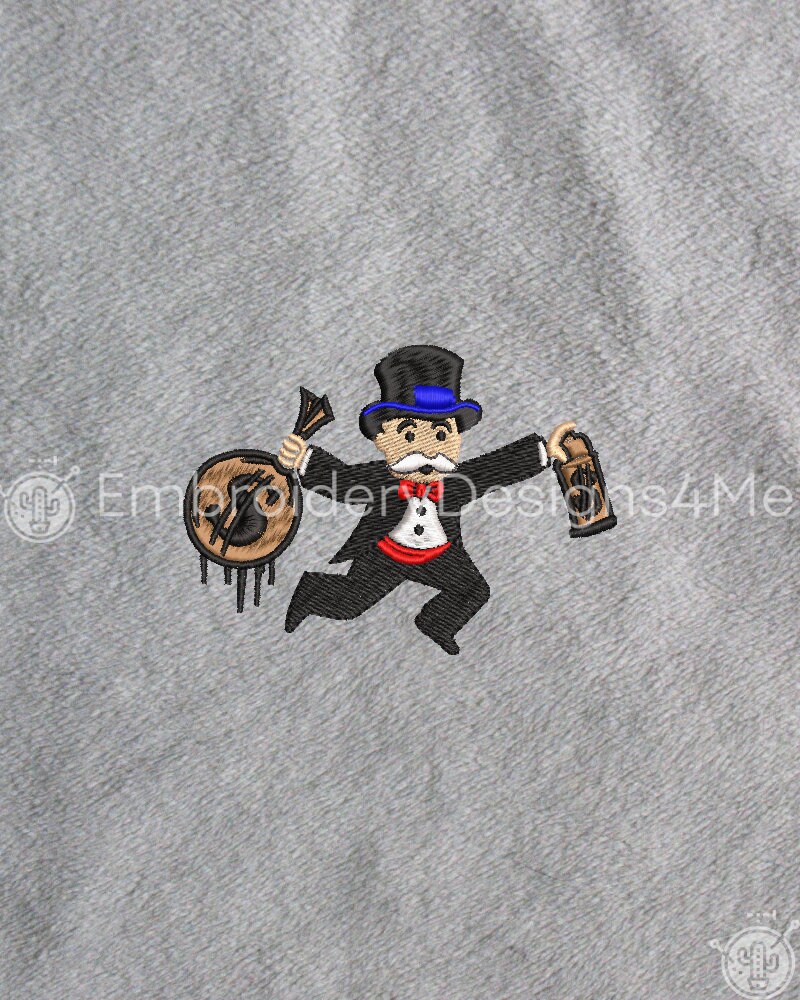 Mr Monopoly Man Spray Graffiti Money Embroidery Design - Etsy