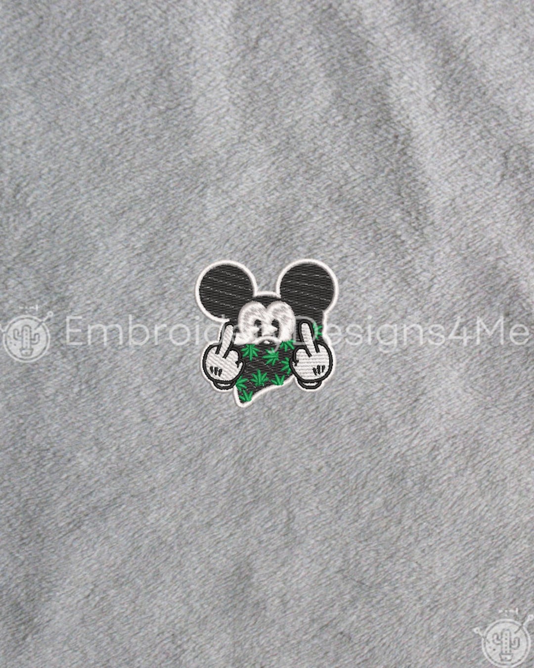 Hands Showing Middle Finger Mickey Mouse Weed Marihuana Embroidery ...