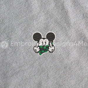 Hands Showing Middle Finger Mickey Mouse Weed Marihuana Embroidery ...