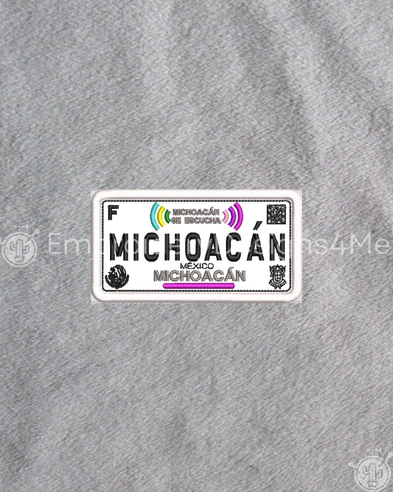 Michoacan Car Mexican License Driving Plate Mexico Placa Embroidery ...