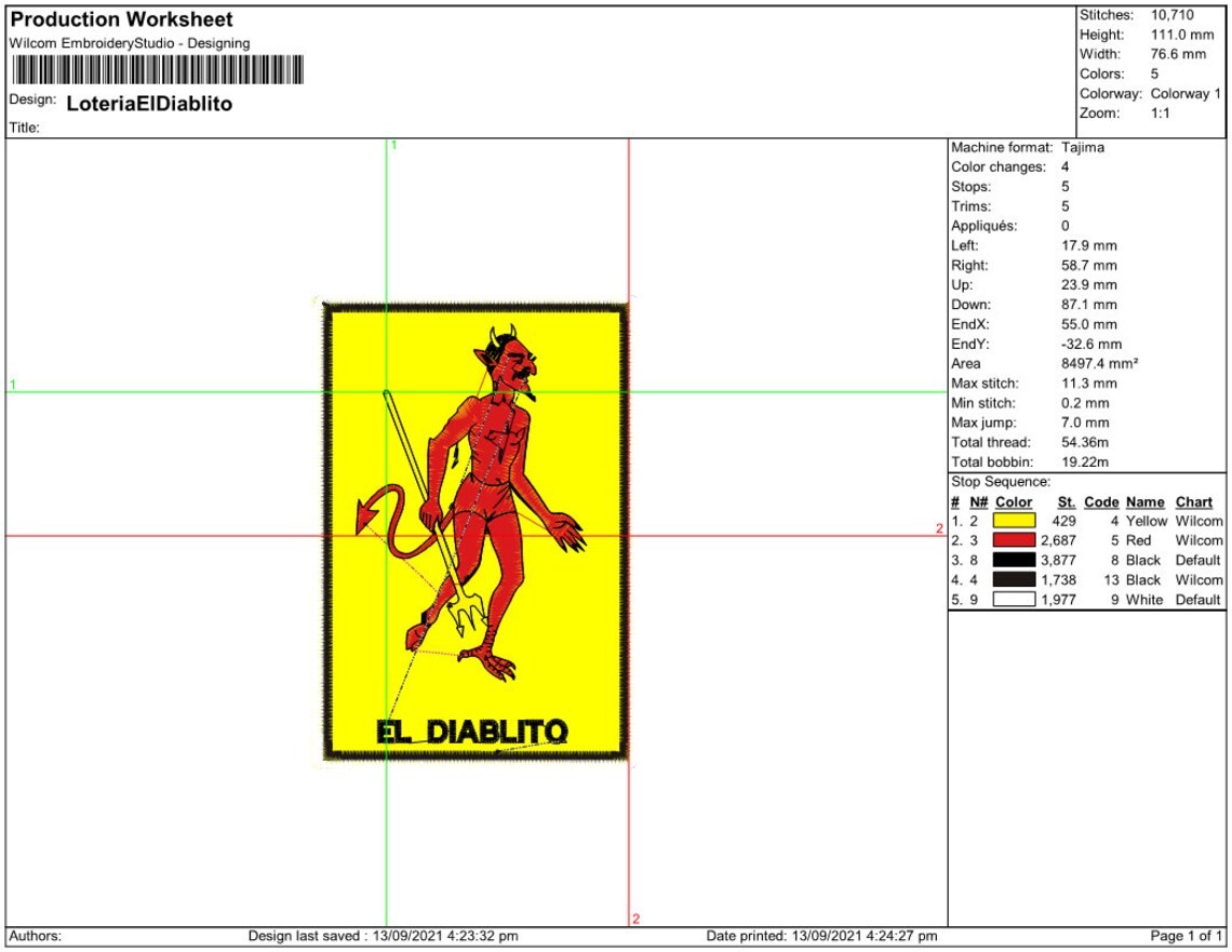 Loteria Mexicana El Diablito the Devil Mexican Bingo Lottery Embroidery ...