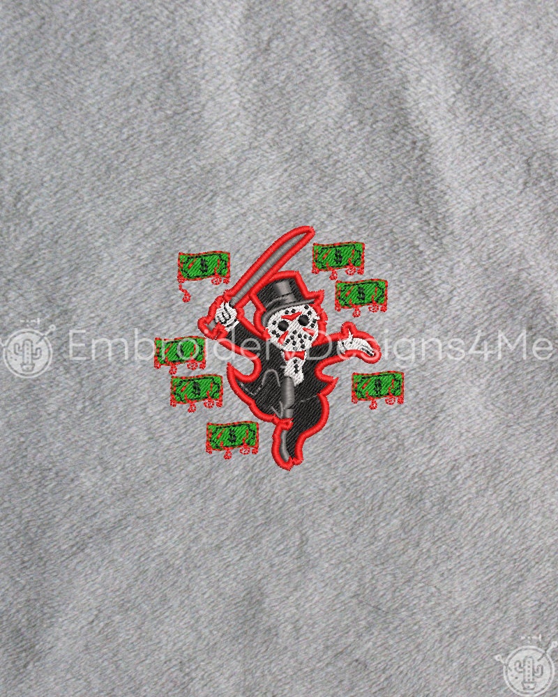 Mr Monopoly Man Jason the Killer Mask Halloween Embroidery Design - Etsy
