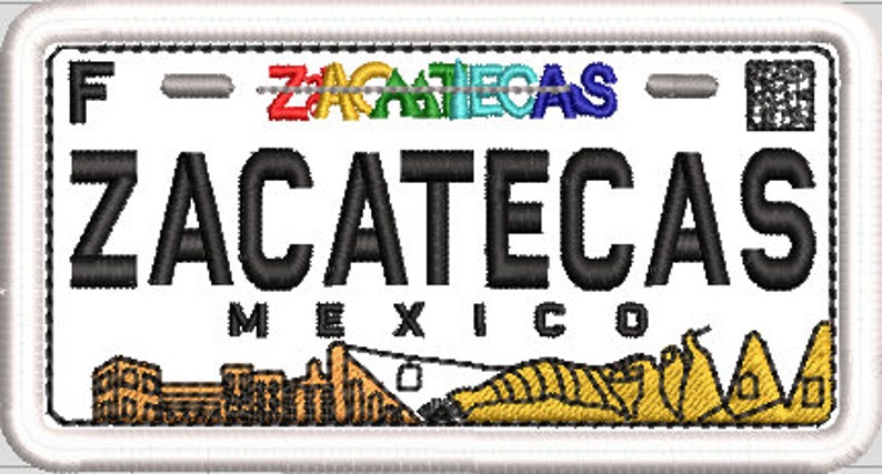 Zacatecas Car Mexican License Driving Plate Mexico Placa Embroidery ...