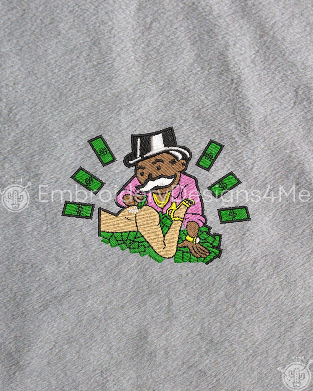 Mr Monopoly Man Sniffing Money Bills Embroidery Design - Etsy