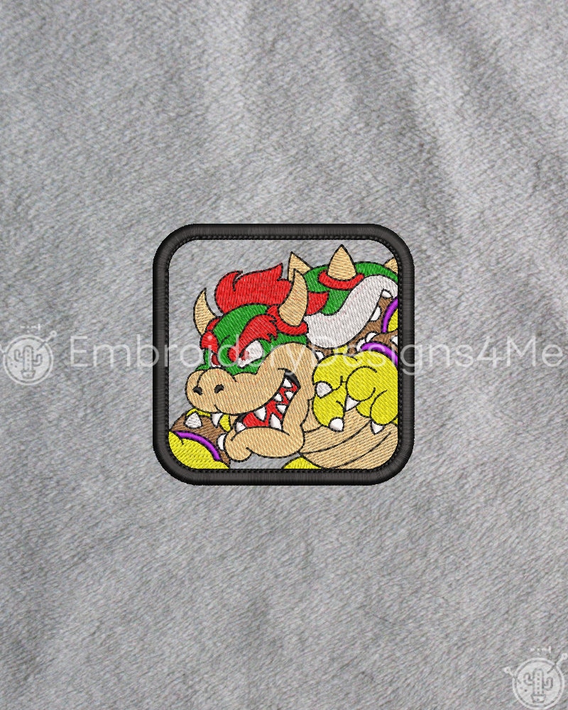 Fashion Hat Patch Bowser Super Mario Black Embroidery Design - Etsy