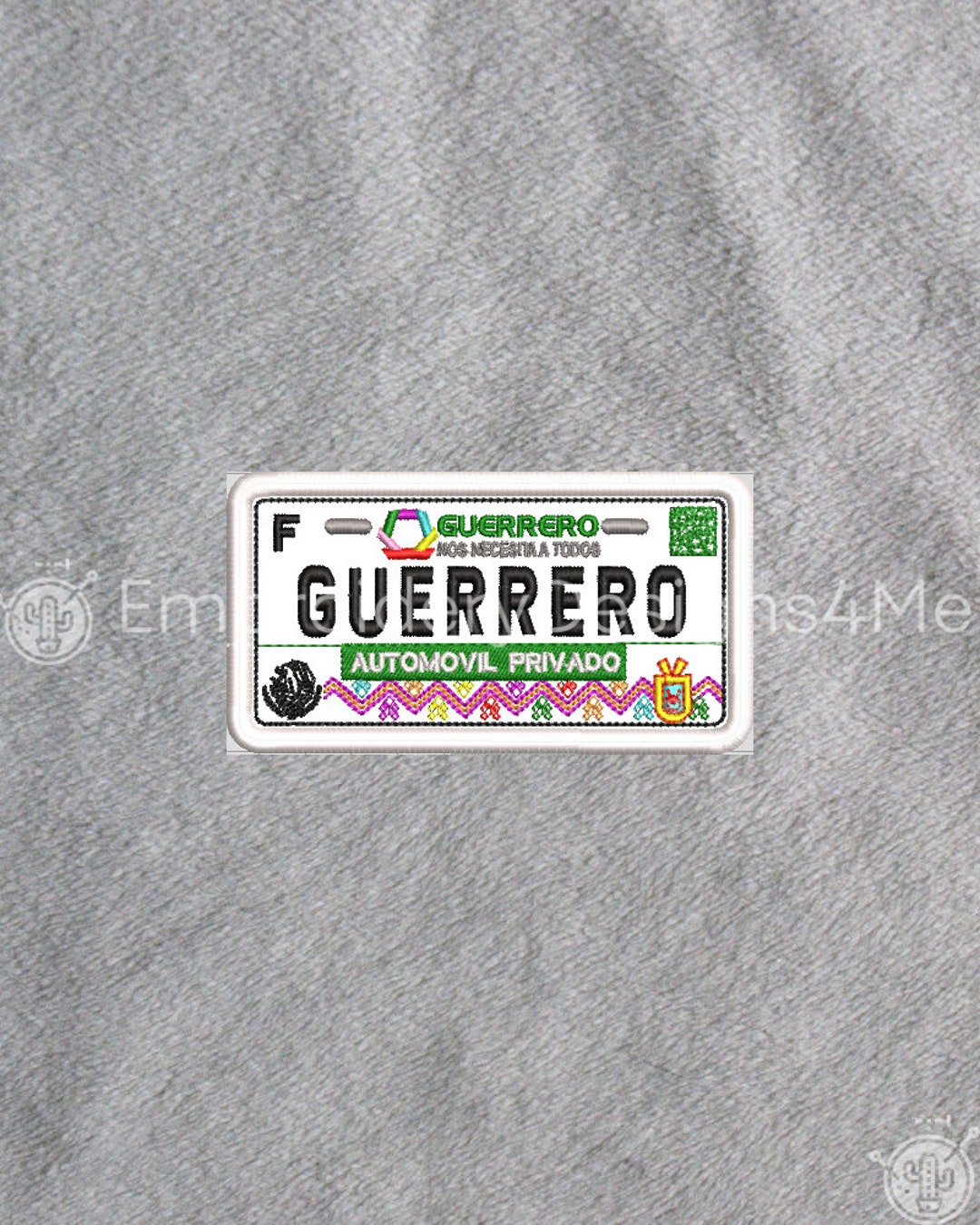 Guerrero Car Mexican License Driving Plate Mexico Placa Embroidery ...