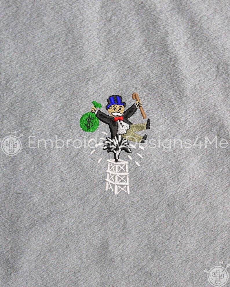 Mr Monopoly Man Oil Tower Rig Derrick Embroidery Design - Etsy