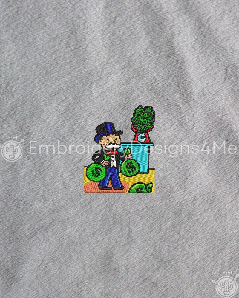 Mr Monopoly Cash Money Bags Weighing Bills Embroidery Design - Etsy