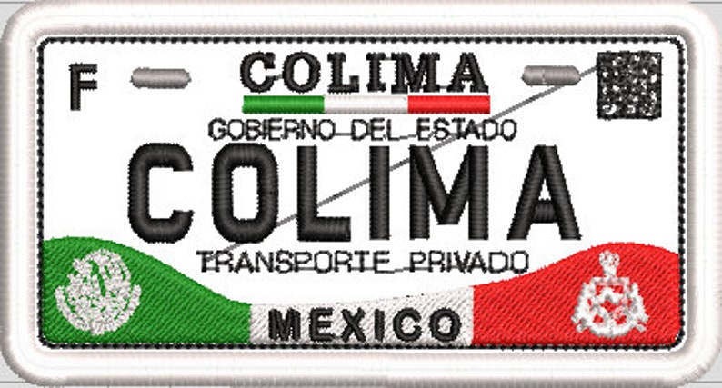 Colima Car Mexican License Driving Plate Mexico Placa Embroidery ...
