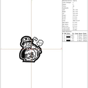 Mr Monopoly Man Holding Money Bags Embroidery Design - Etsy