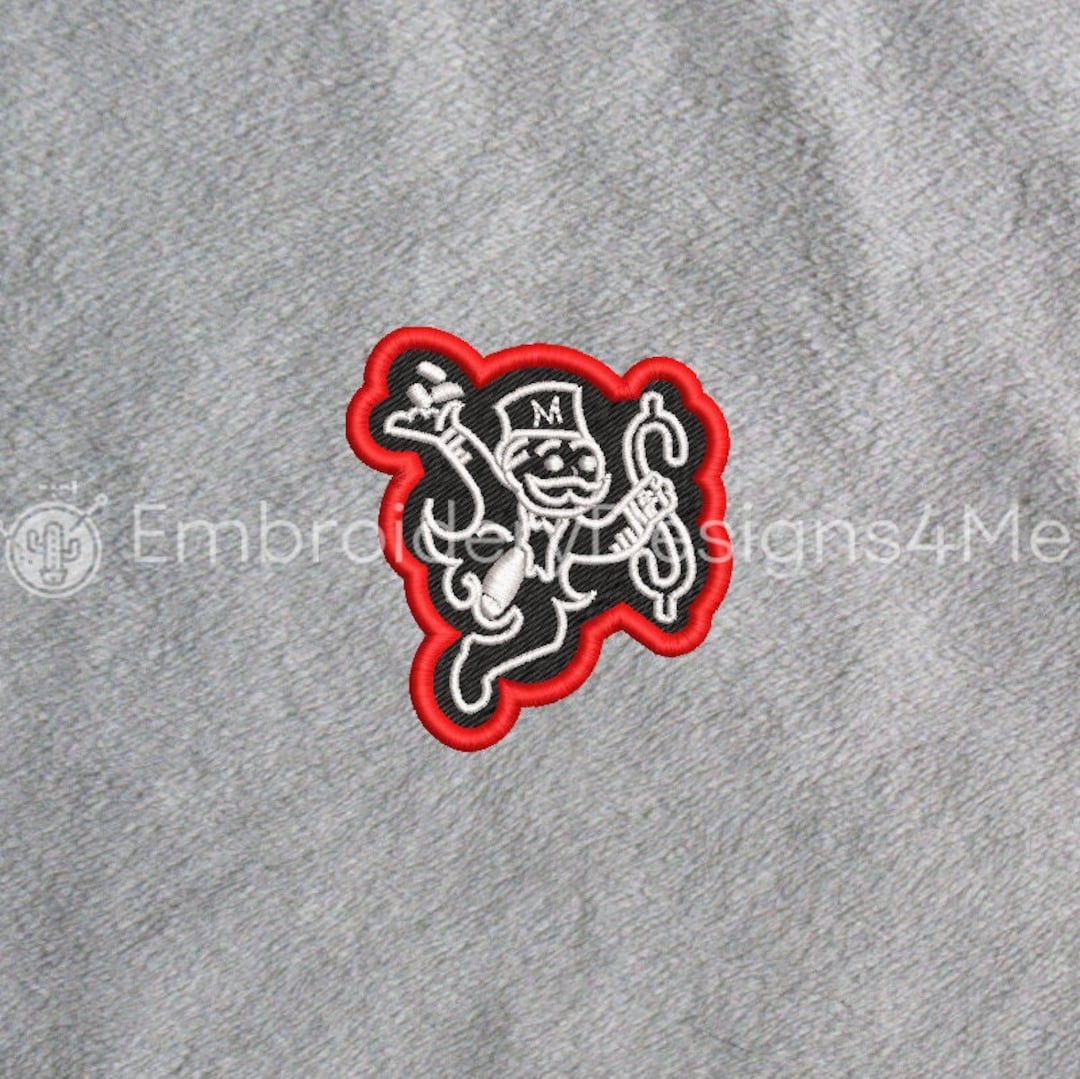 Mr Monopoly Man Jumping Money Black White Red Embroidery Design - Etsy