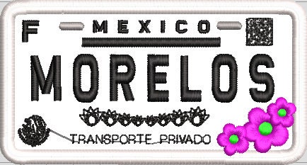 Morelos Car Mexican License Driving Plate Mexico Placa Embroidery ...