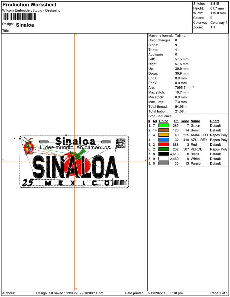 Sinaloa Car Mexican License Driving Plate Mexico Placa Embroidery ...