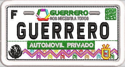 Guerrero Car Mexican License Driving Plate Mexico Placa Embroidery ...