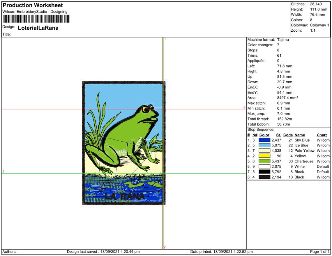 Loteria Mexicana La Rana the Frog Mexican Bingo Lottery Embroidery ...