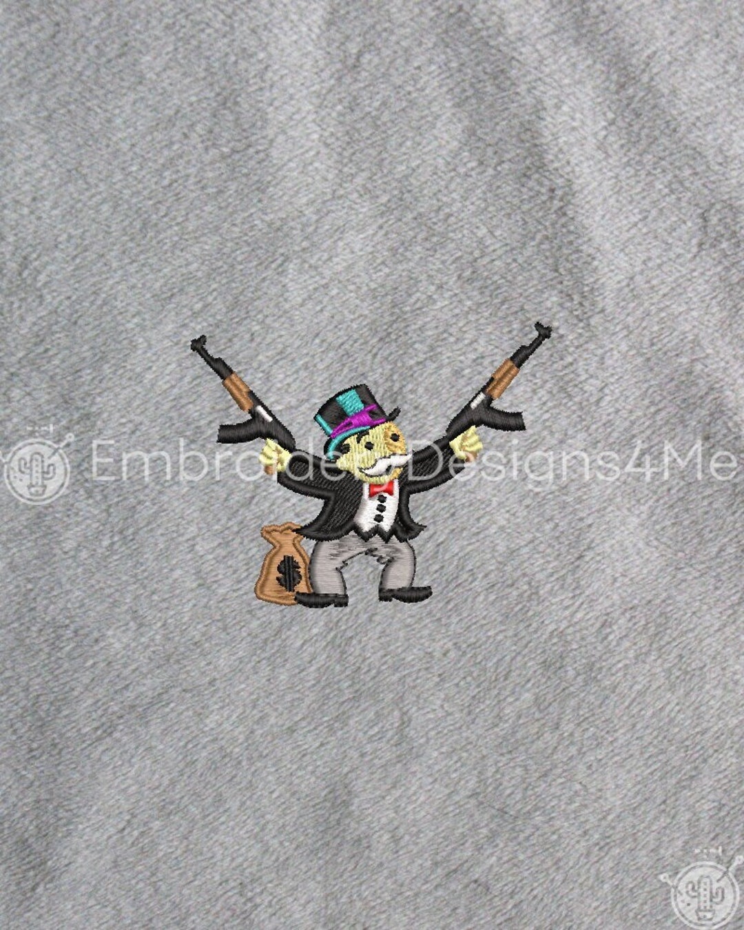 Mr Monopoly Man Shooting Embroidery Design - Etsy