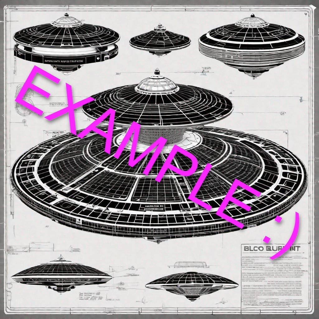 UFO Blueprints Metallic Coloring Book Vol 1. (original Art) - Etsy