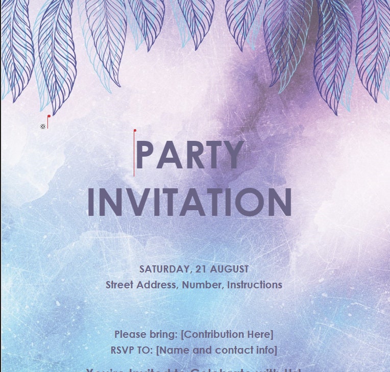 Microsoft Word Template - Party Invitation - Etsy