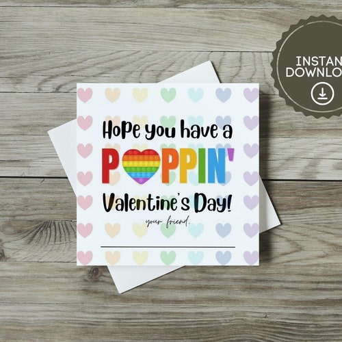 Pop It Valentine's Cards Kids' Pop It - Etsy