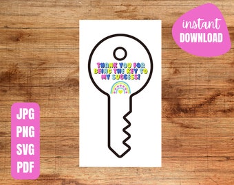 Teacher Appreciation Gift Tag: Key to Success (digital Download) - Etsy