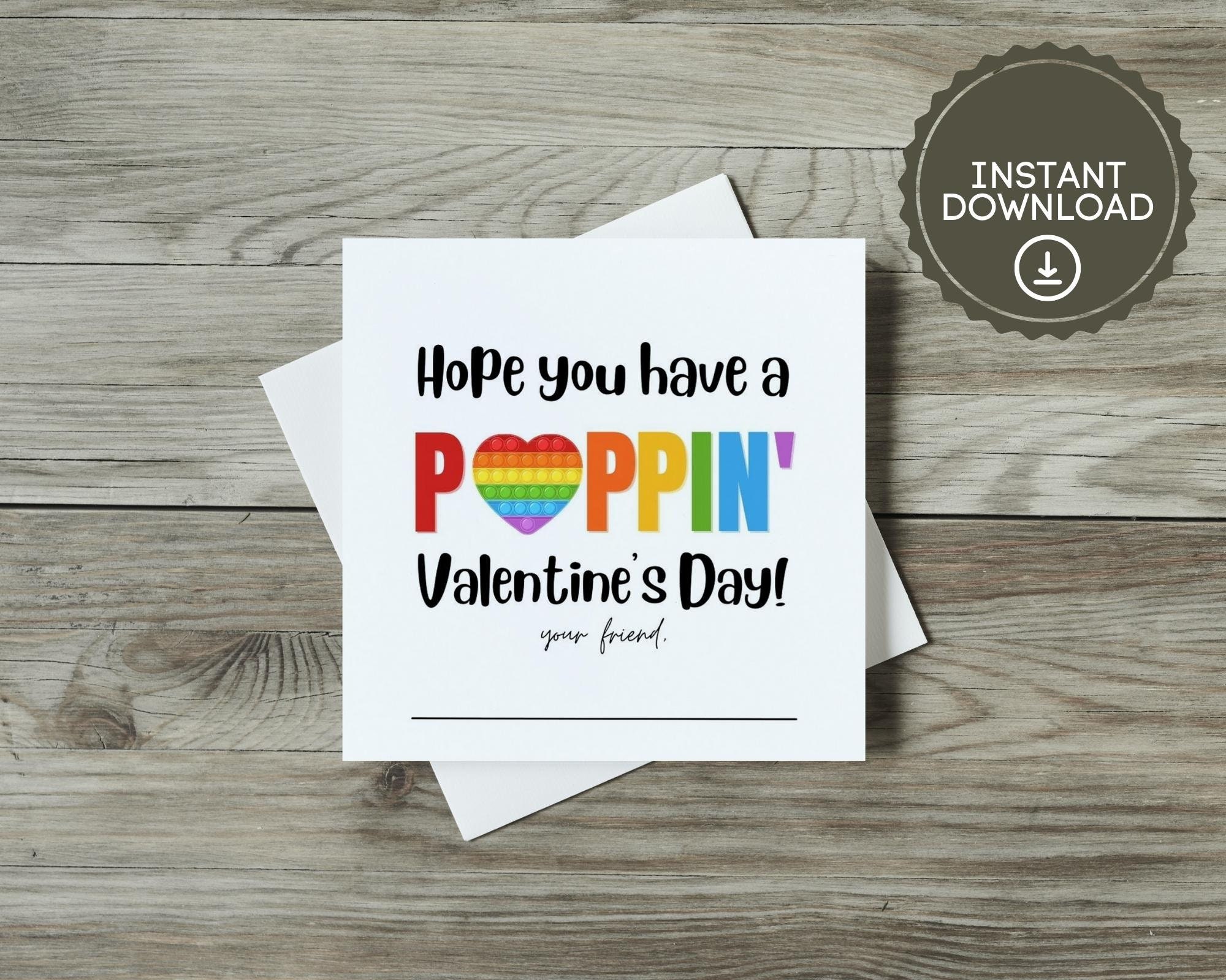 Pop It Valentine's Cards Kids' Pop It Valentine's Rainbow Pop It Gift ...