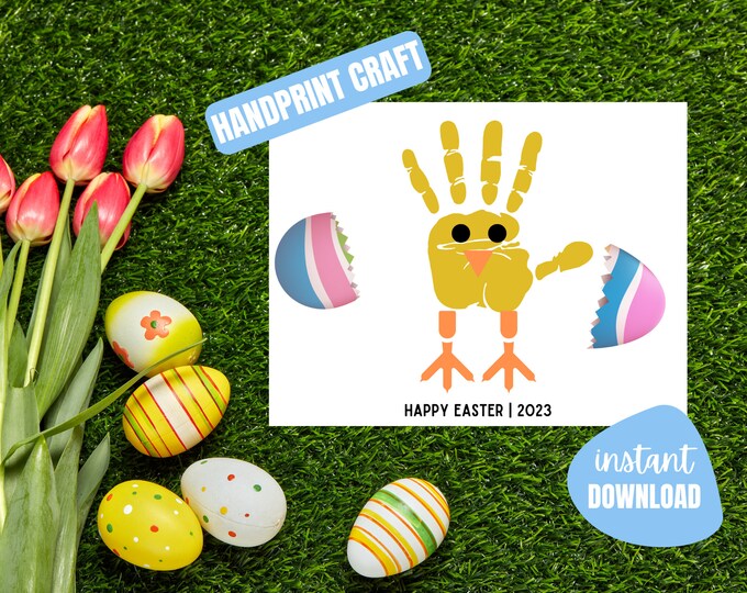 Easter Handprint Art for Kids, Baby Chick Handprint Craft, Preschool ...
