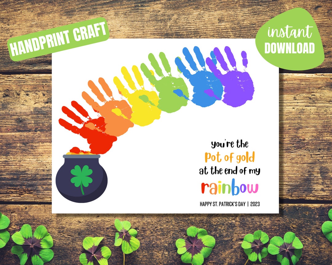Rainbow Pot of Gold Handprint | St Patricks Craft | St Patricks ...