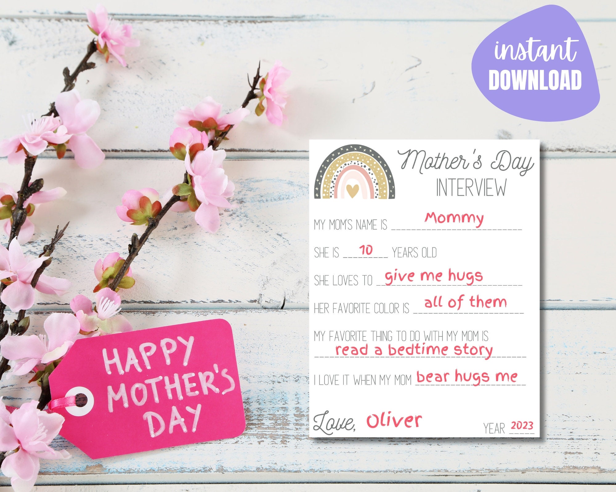 Mother's Day Interview | Digital Download | Instant Download ...