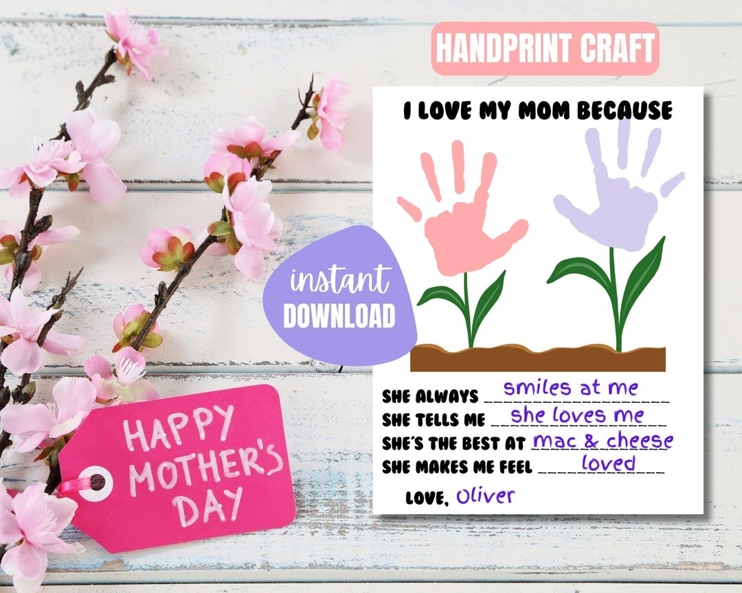 I Love My Mom Handprint | Mother's Day Craft | Mother's Day Printable ...