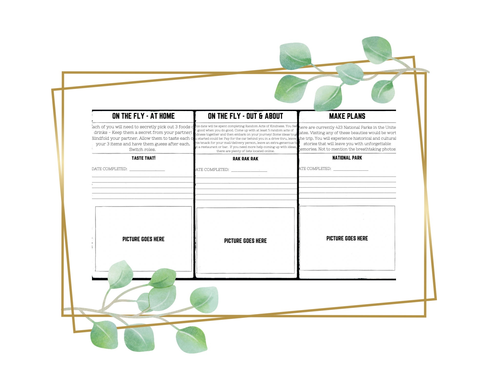 Printable Date Book Unique Wedding Gift Instant Date Ideas Couple's ...