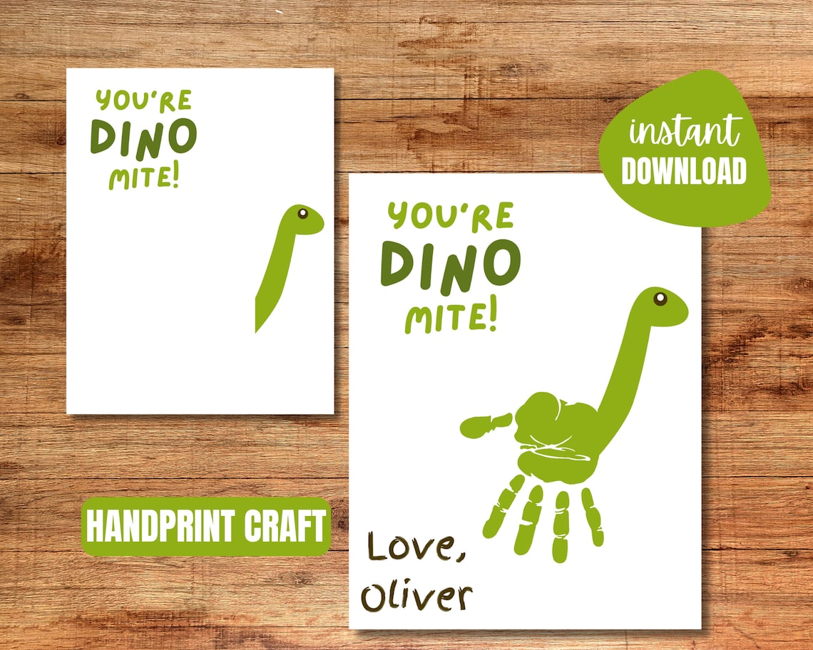 Dino-mite Handprint | Father's Day Craft | Dinosaur Printable | Digital ...