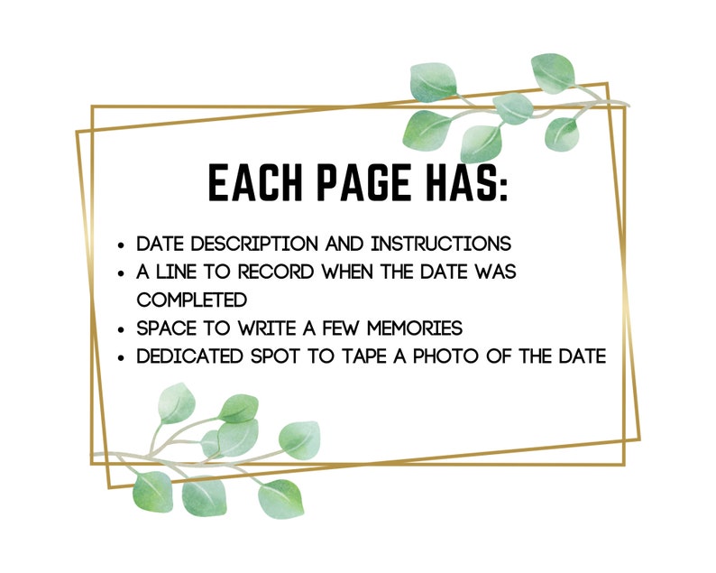 Printable Date Book Unique Wedding Gift Instant Date Ideas Couple's ...