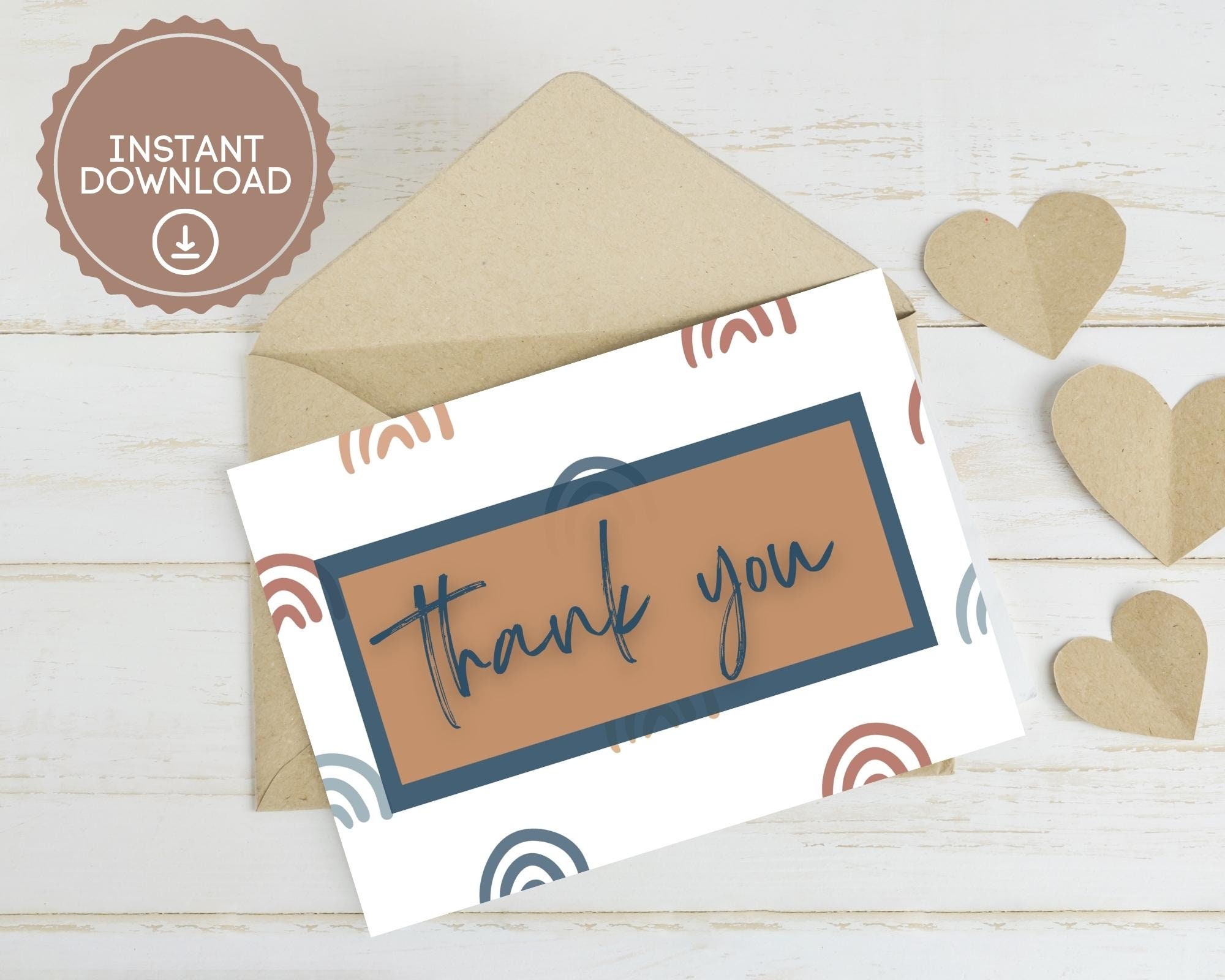 Rainbow Printable Kids Thank You Cards INSTANT DOWNLOAD - Etsy