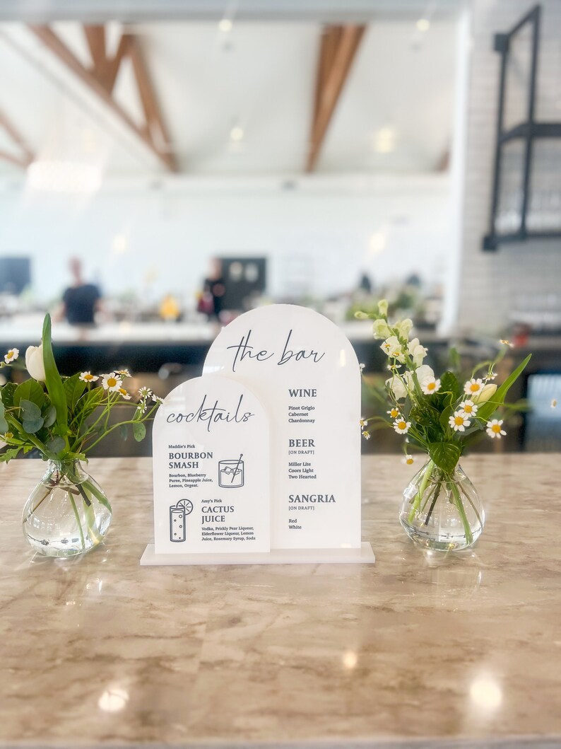 Modern Black and White Acrylic Two-piece Bar Sign for Wedding or ...