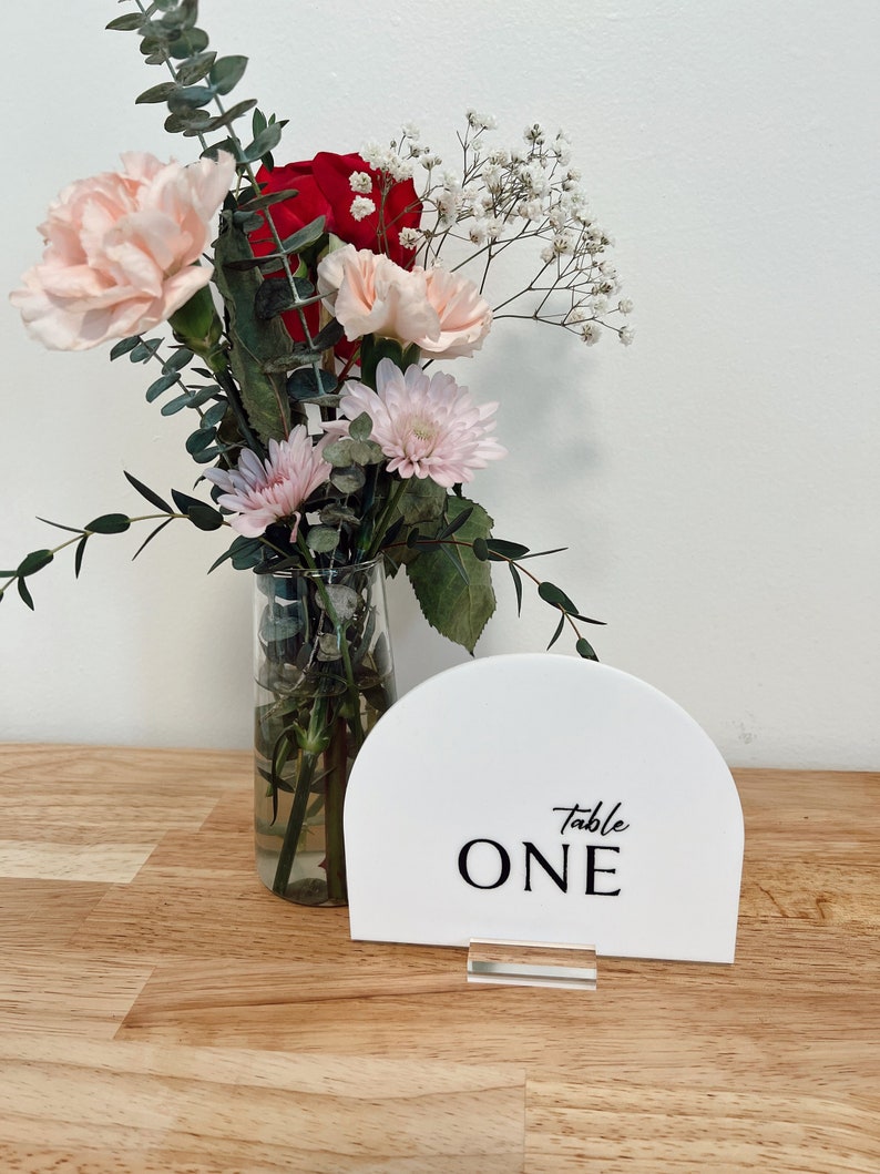White Acrylic Table Numbers Arched Table Numbers Table - Etsy