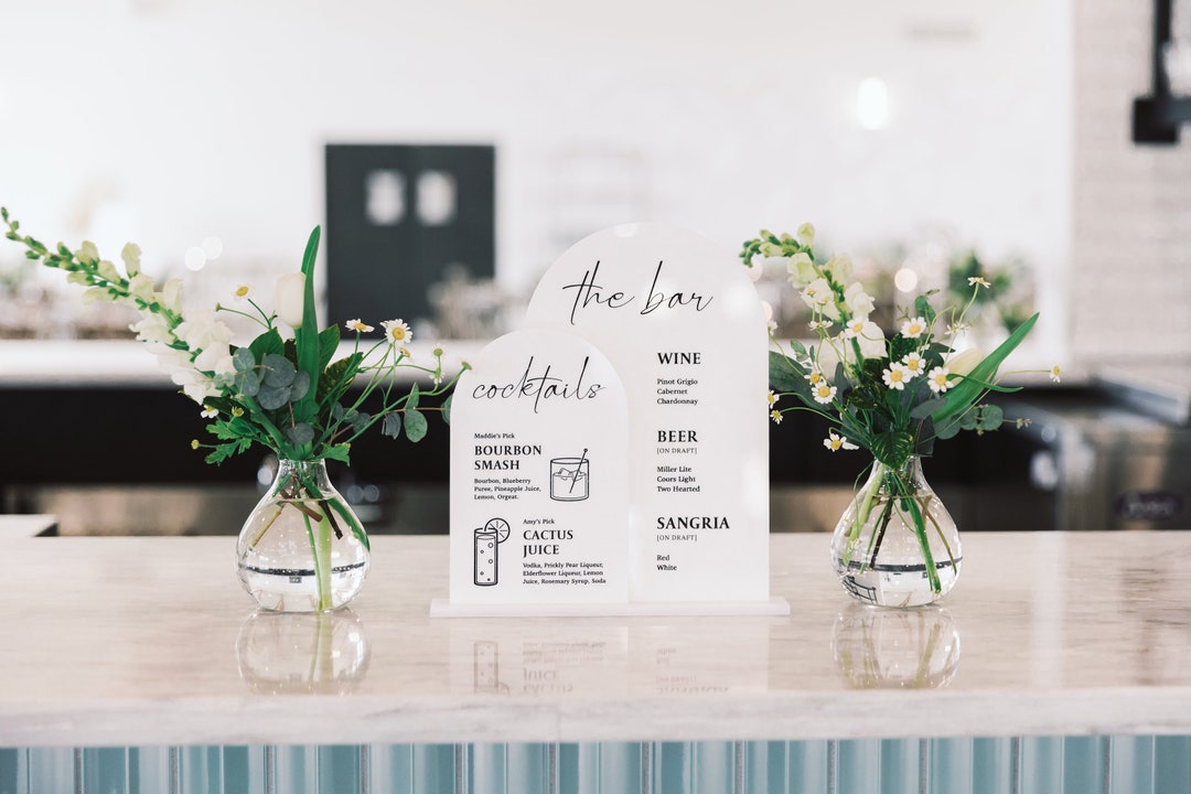 Modern Black and White Acrylic Two-piece Bar Sign for Wedding or ...