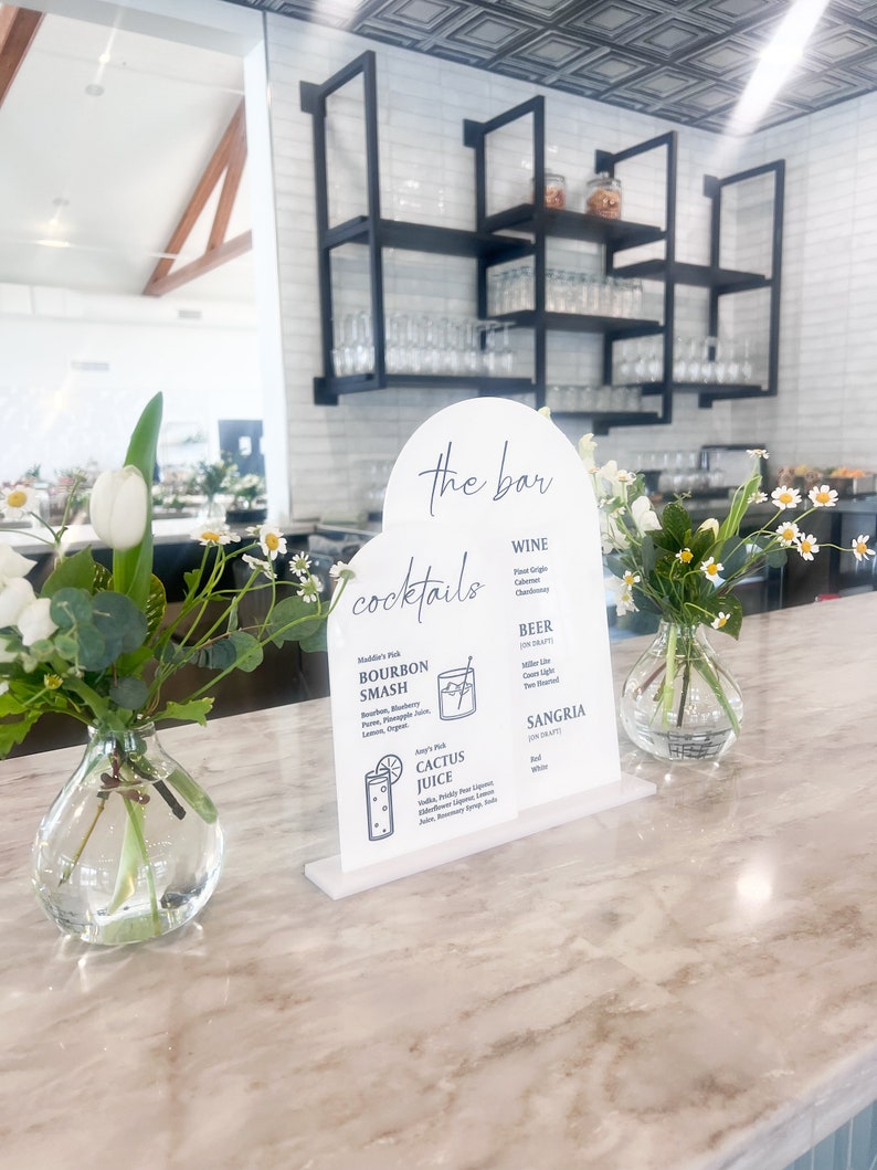 Modern Black and White Acrylic Two-piece Bar Sign for Wedding or ...