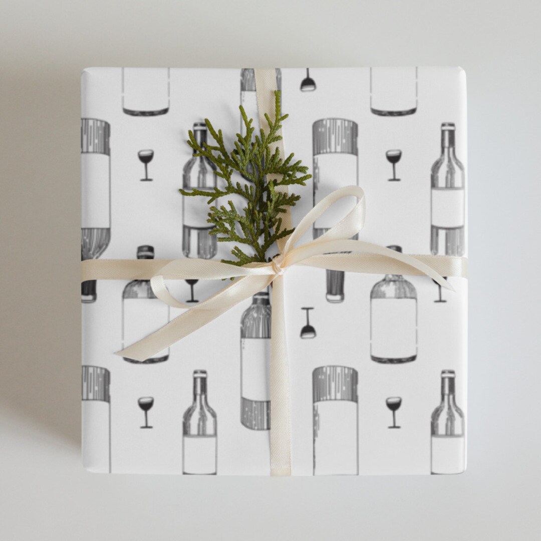 3-set Wine Wrapping Paper With Hand Drawn Sketches and Different Colors ...