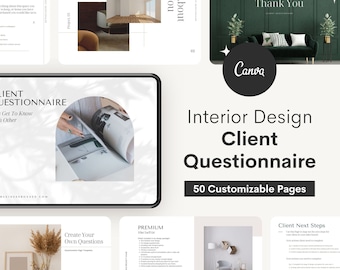 Interior Design Client Questionnaire - Fully Editable - Canva Template - Client Onboarding ...