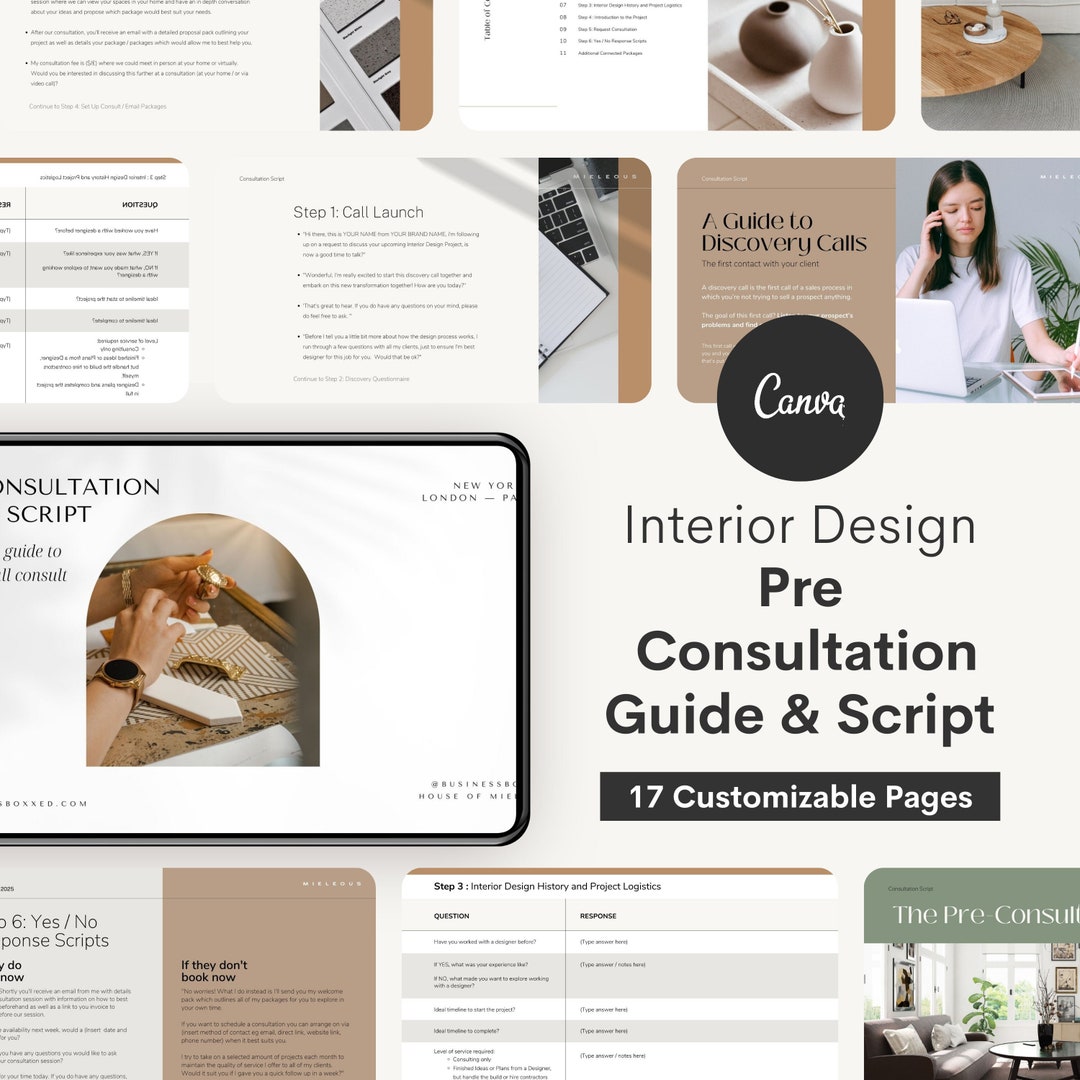Interior Design Business Discovery Consultation Call Template Canva ...