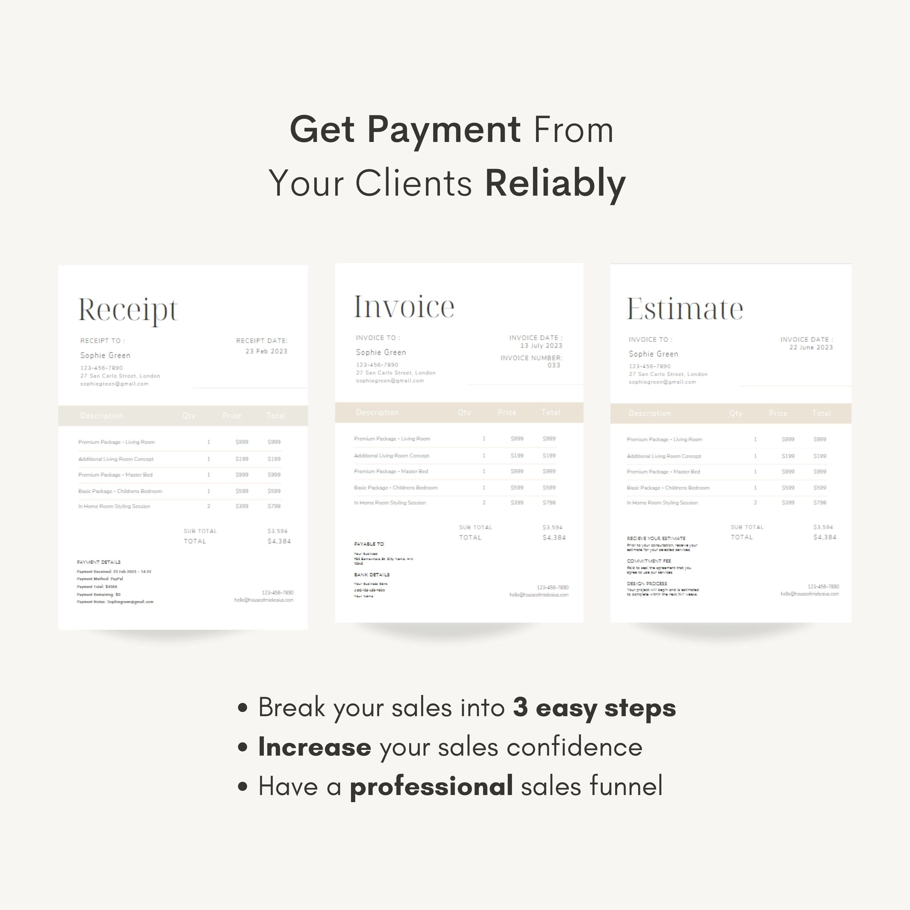 Interior Design Invoice Receipt Estimate Sales Canva - Etsy UK