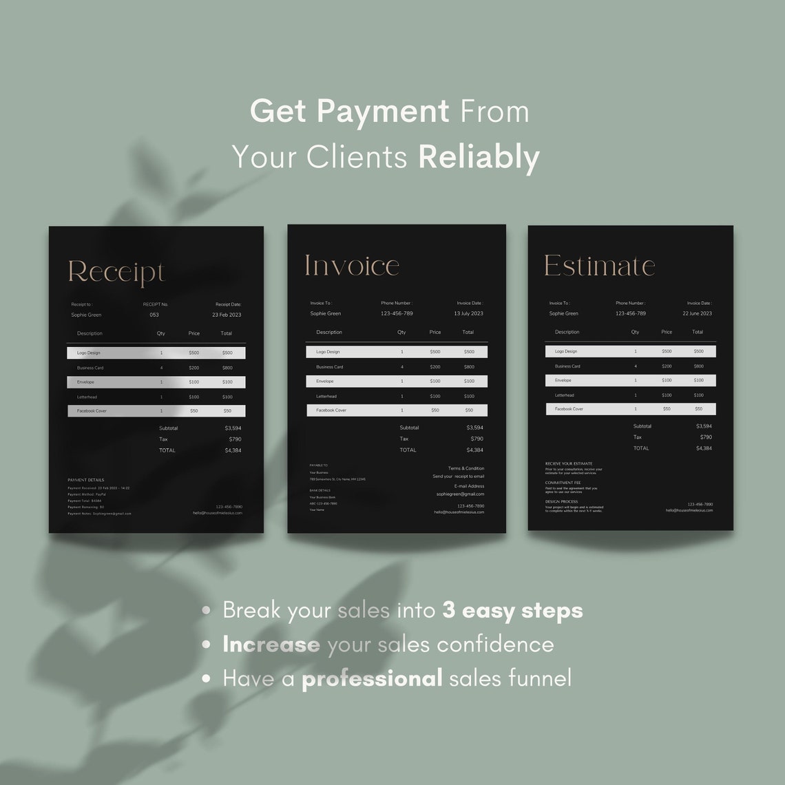 Interior Design Invoice Receipt Estimate Sales Canva | Etsy UK