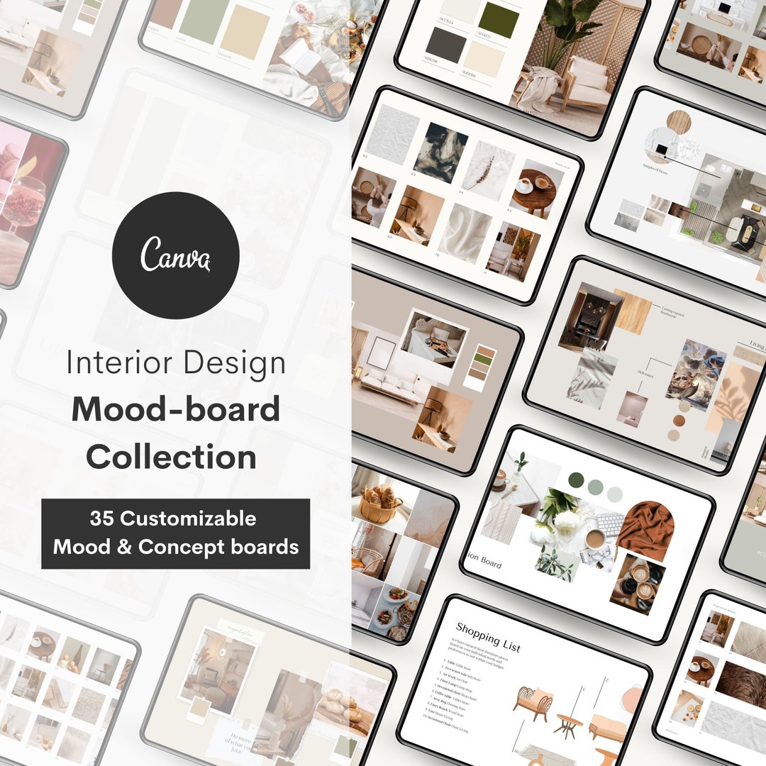 Interior Design Mood Board Kit: 35 Canva Templates (digital Download ...