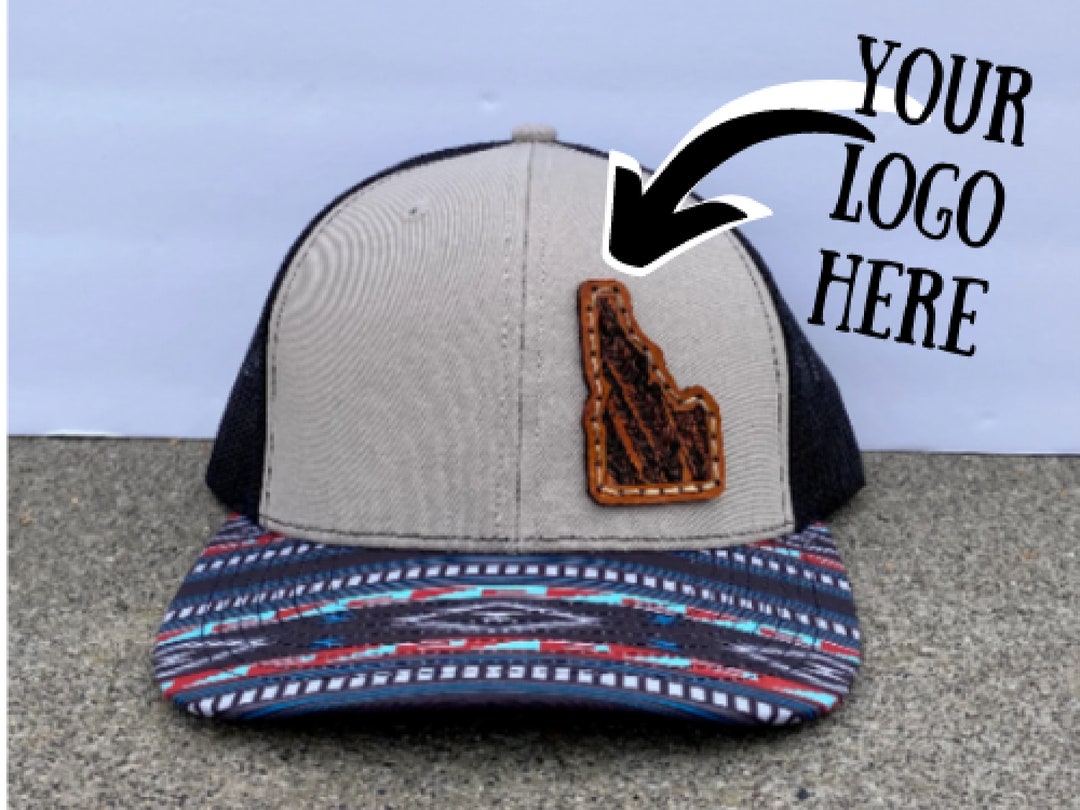 Leather Patch Faux Leather Cork Trucker Hat Custom Aztec Brim Geometric ...