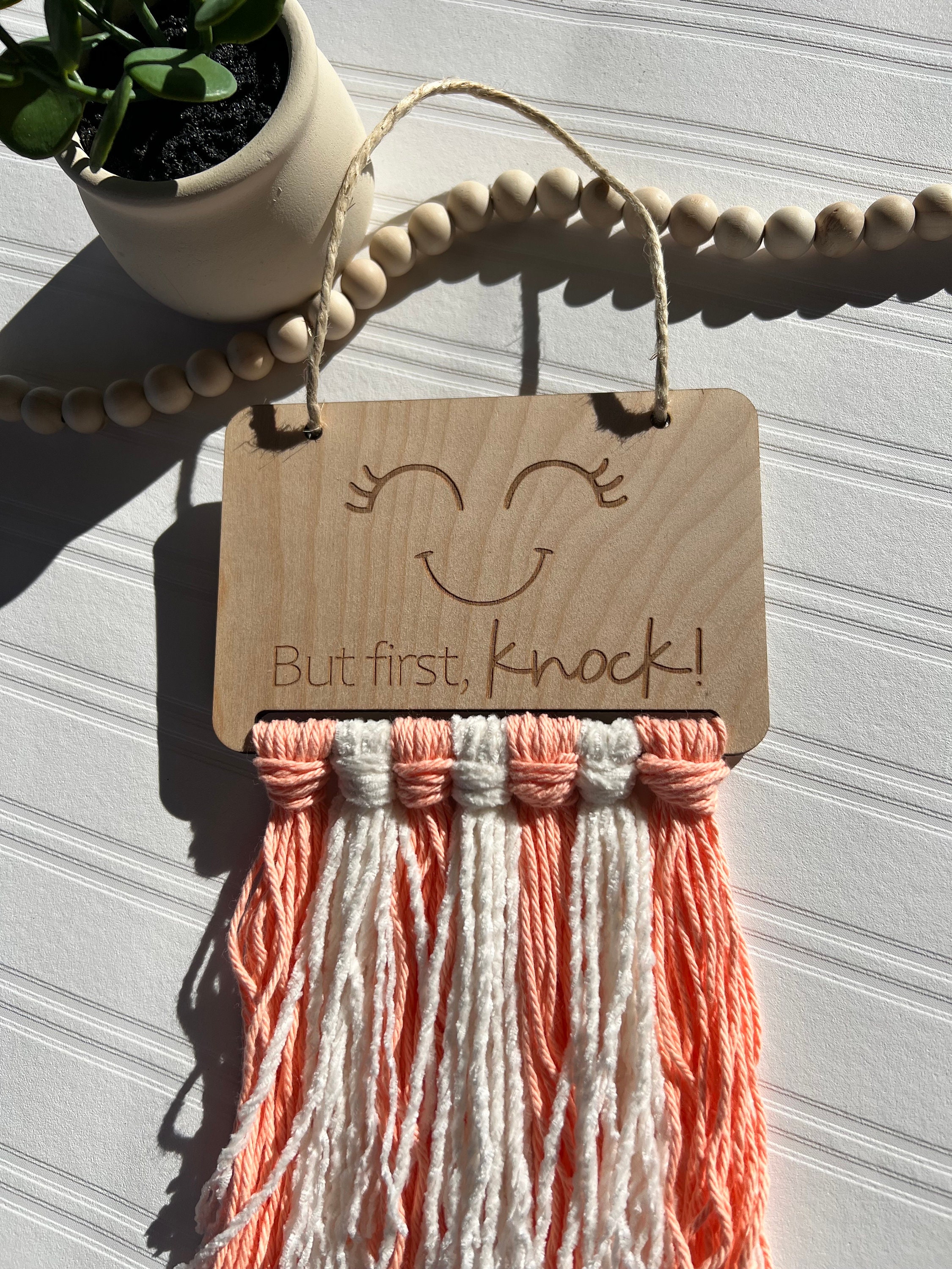 Smiley Face Sign, Kid's Room Decor, Knock First Sign, Door Hanger for ...